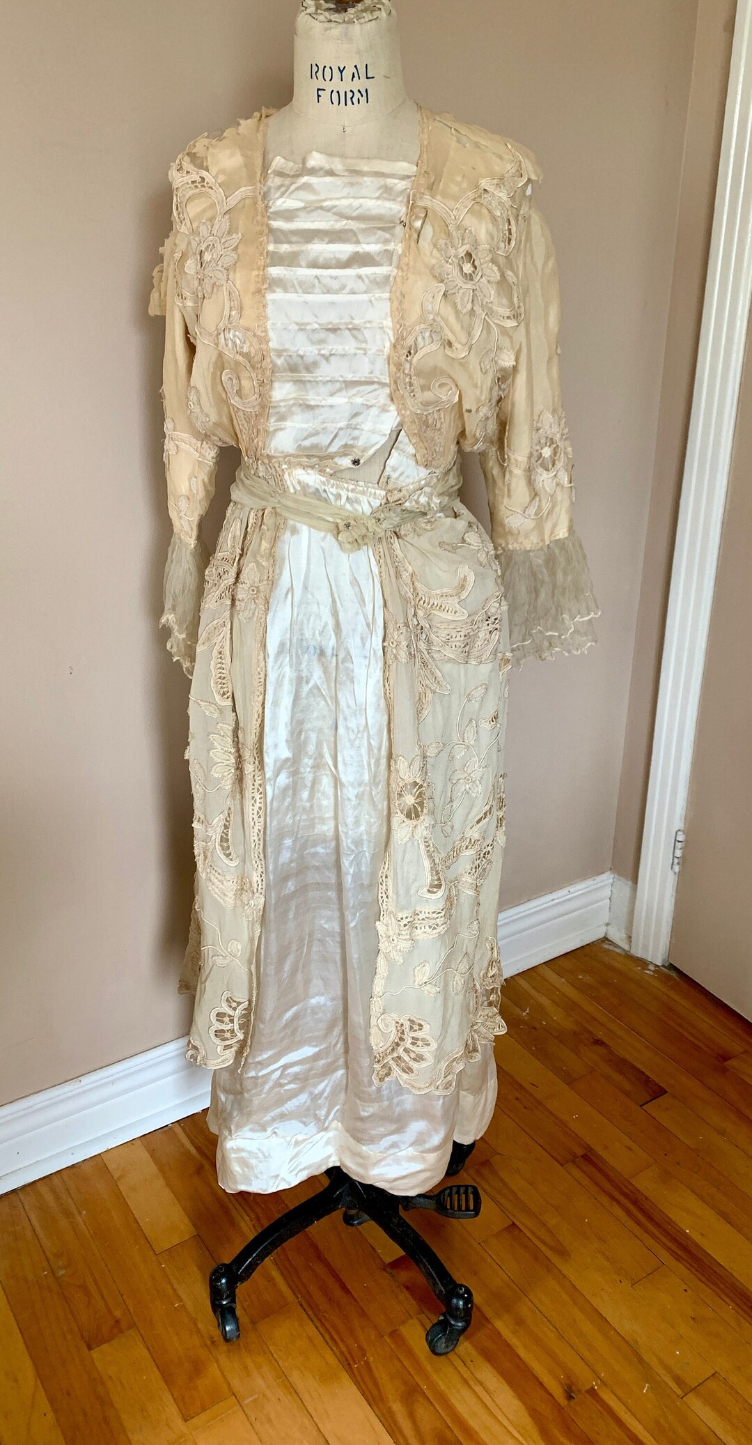 Antique Edwardian Victorian Silk and Lace Wedding Dress - Etsy