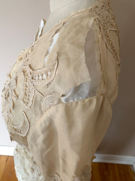 Antique Edwardian Victorian Silk And Lace Wedding Dre… - Gem