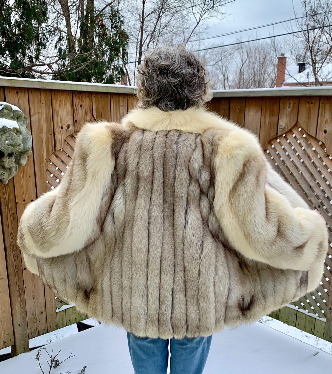 Vintage Silver Fox Fur Jacket Plush Fox Fur - Etsy