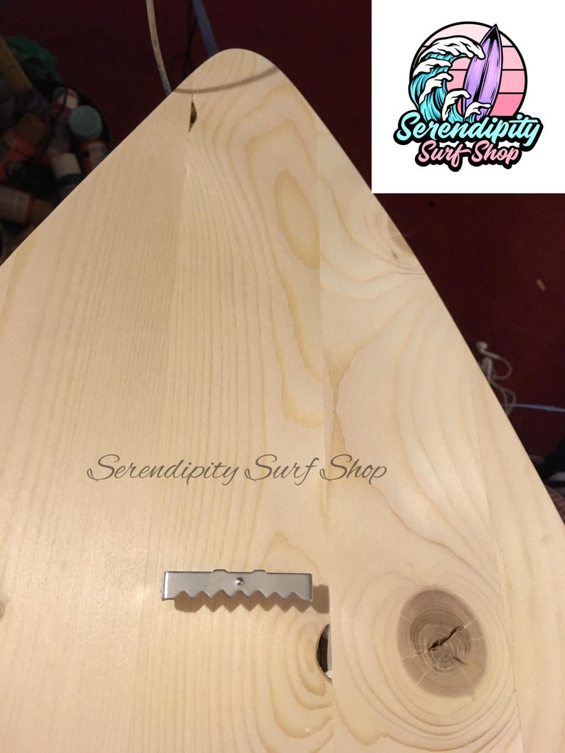 Large 6 Foot Wood Surfboard Wall Art Natural With White and Teal ...