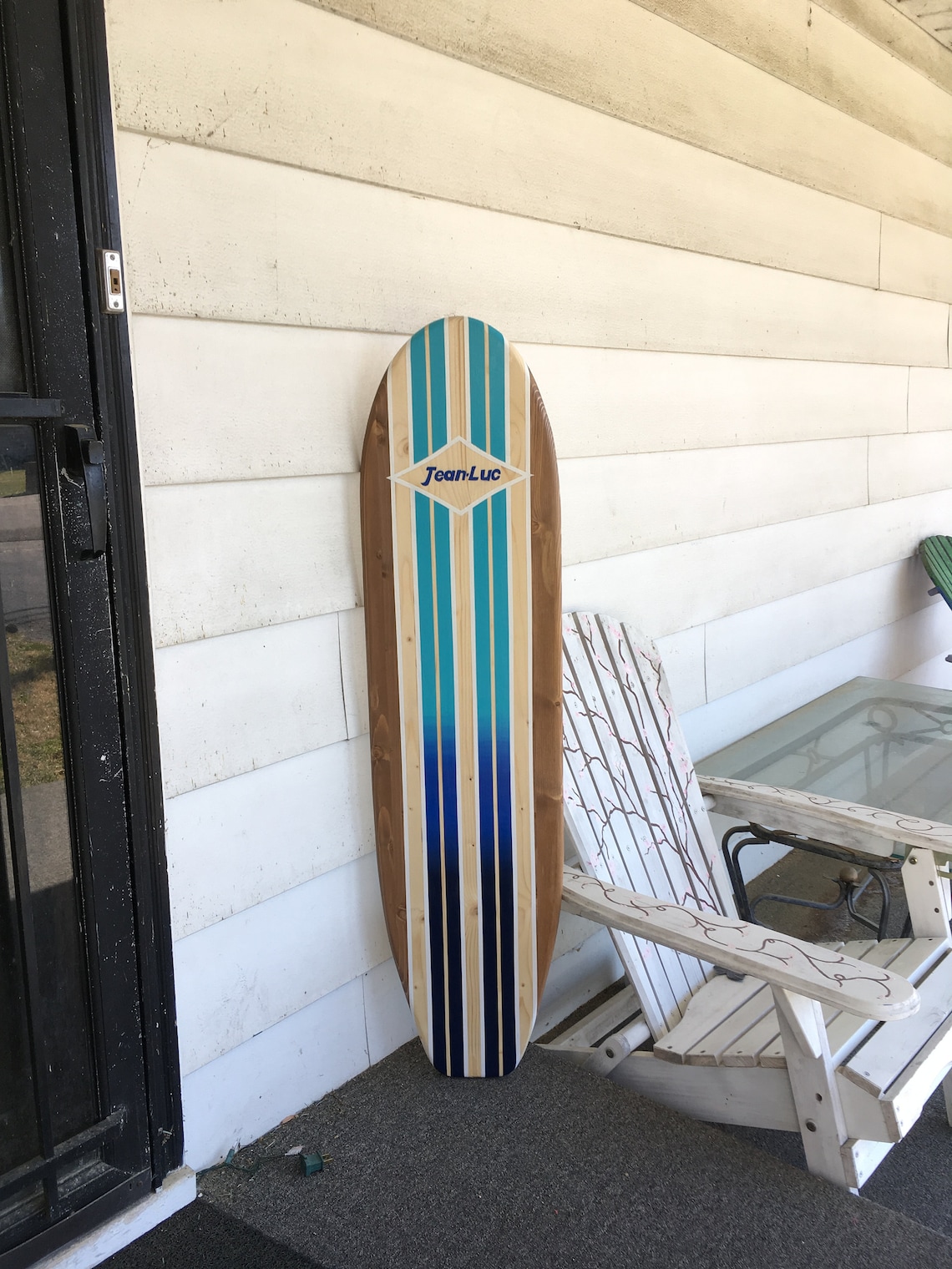 4 Foot Wood Surfboard Wall Art With Ombre Stripes and Diamond - Etsy