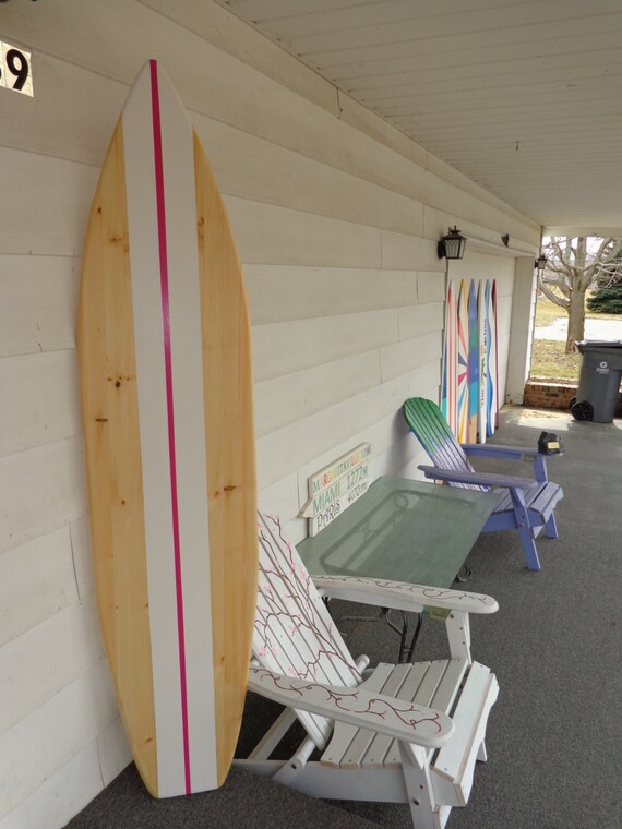6 Foot Wood Hawaiian Natural Wood With 2 Stripes Surfboard Etsy