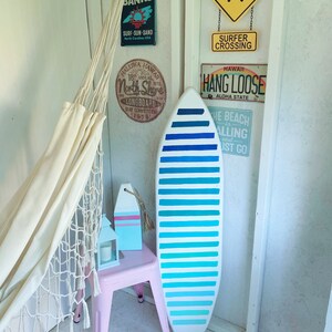 4 Foot Wood Surfboard Wall Art White With an Ombre of Blue Swipes - Etsy