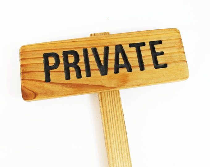 PRIVATE Yard Sign Cedar Wood Stake Sign Routed Black Private - Etsy