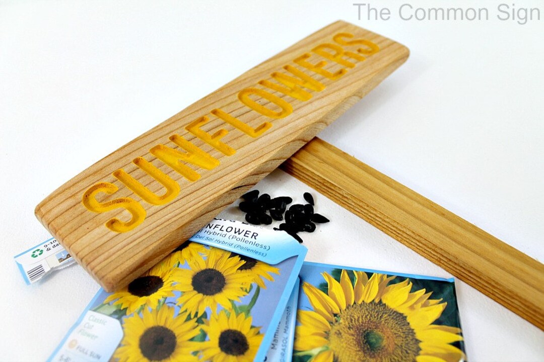 SUNFLOWERS Garden Sign, Painted & Oil Sealed Ceder Wood: Hand Routed ...