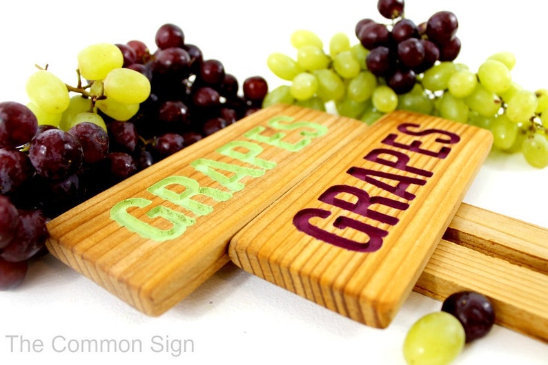 GRAPES Garden Sign Painted & Oil Sealed Cedar Wood Fruit | Etsy