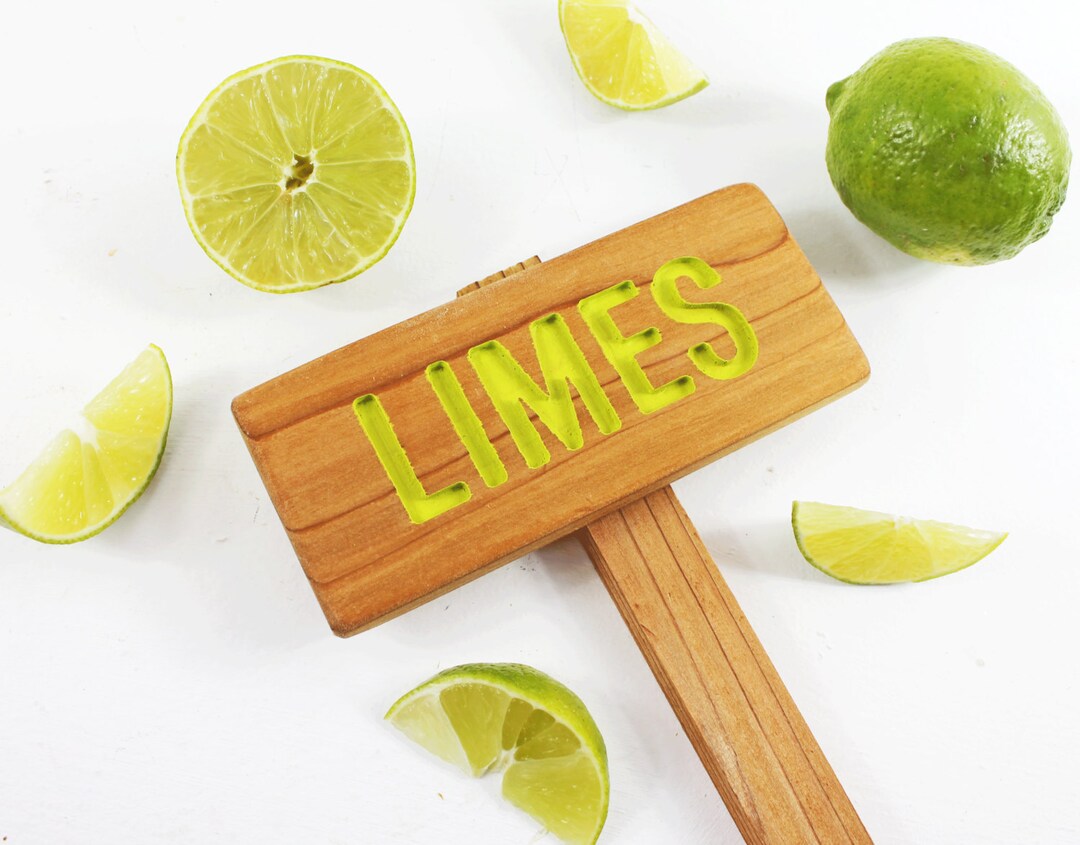 LIMES Rustic Tree Sign, Hand Routed, Citrus Tree Garden Sign, Tree ...
