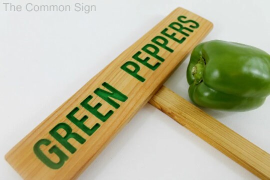 PEPPERS Garden Sign, Painted & Oil Sealed Cedar Wood: Hand Routed Sign ...