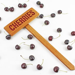 CHERRIES Rustic Tree Sign, Hand Routed, Garden Marker, Fruit Signage ...