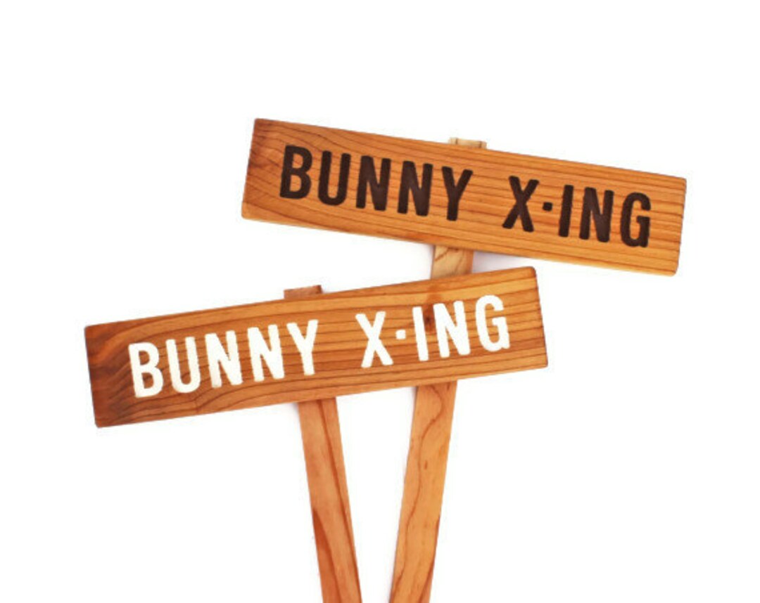 BUNNY X-ING Crossing Sign, Rabbit Caution Yard Sign, Hand Routed Bunny ...