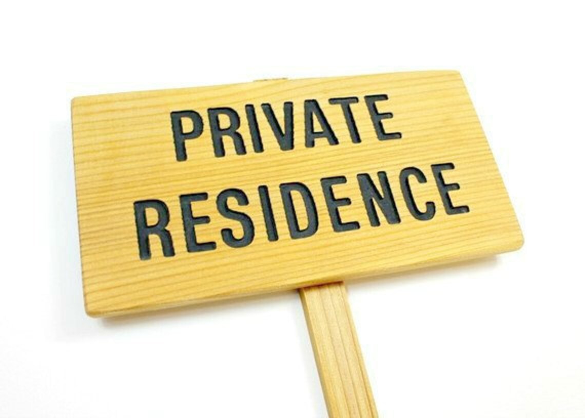 PRIVATE RESIDENCE, Cedar Wood Stake Sign, Routed Black Private Sign ...