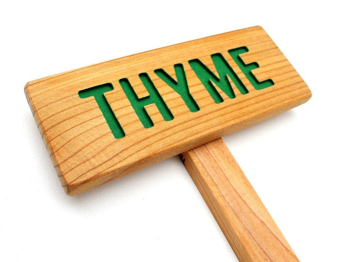 THYME Herb Garden Sign, Painted & Oil Sealed Cedar Wood: Hand Routed ...