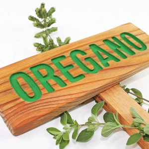 OREGANO Garden Herb Sign, Painted & Oil Sealed Cedar Wood: Hand Routed ...