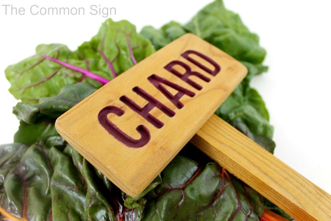 CHARD Garden Sign, Painted & Oil Sealed Cedar Wood: Hand Routed, Garden ...