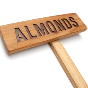 ALMONDS Garden Sign, Garden Marker, Outdoor Signage, Tree Sign, Orchard ...