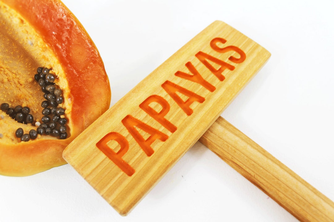 PAPAYAS TREE MARKER, Fruit Tree Sign, Tropical Fruit Tree Sign, Wooden ...