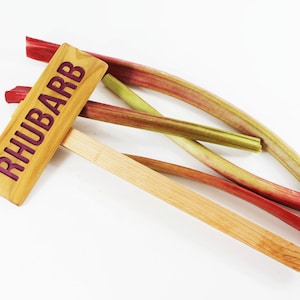 RHUBARB Garden Sign, Painted & Oil Sealed Cedar Wood: Hand Routed ...