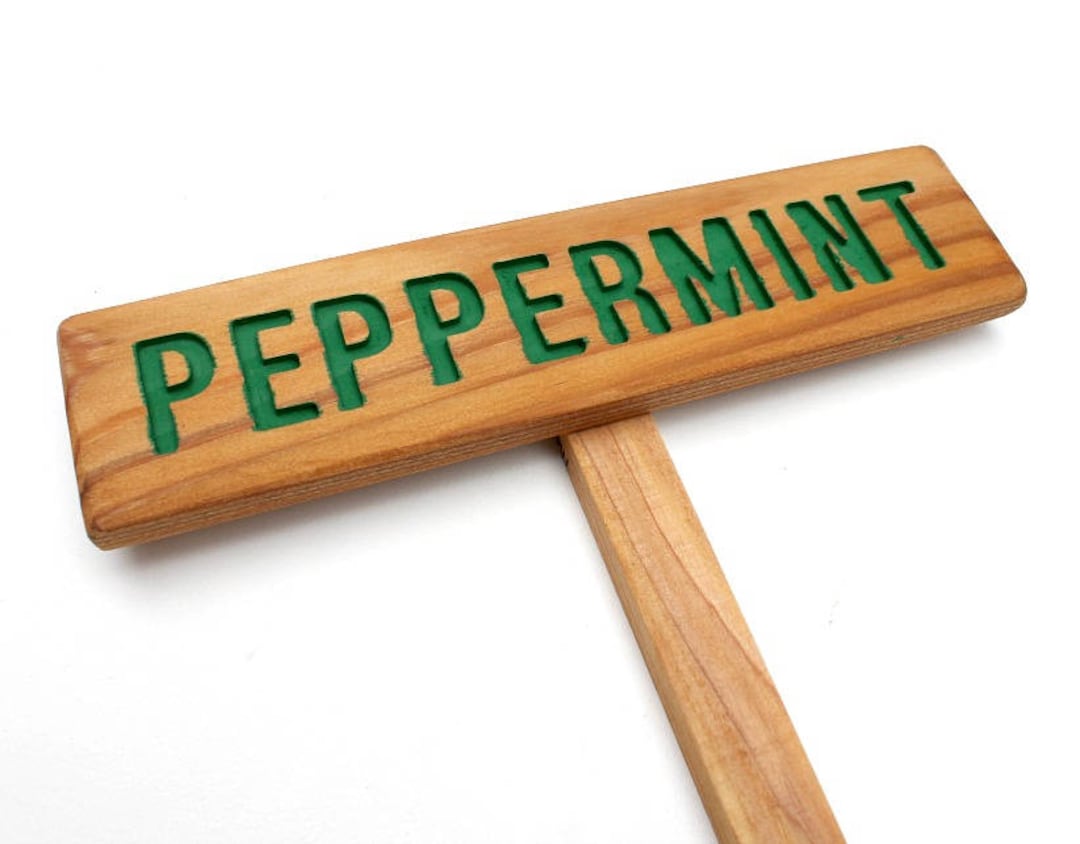PEPPERMINT Garden Sign, Painted & Oil Sealed Cedar Wood: Hand Routed ...