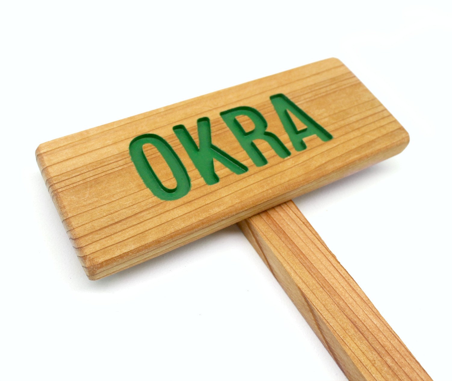 OKRA Garden Marker Wood OKRA Sign Routed Cedar Wood Garden - Etsy