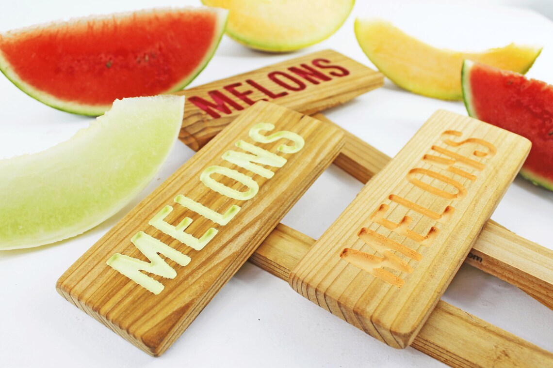 MELONS Garden Sign Painted & Oil Sealed Cedar Wood Plant | Etsy