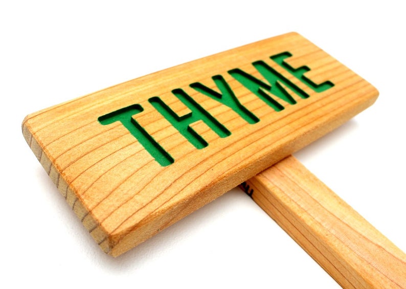 THYME Herb Garden Sign Painted & Oil Sealed Cedar Wood: Hand - Etsy