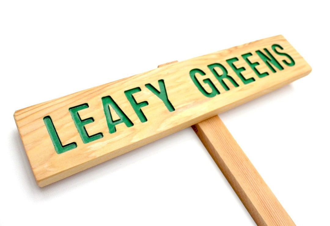 LEAFY GREENS Garden Sign, Vegetable Marker, Outdoor Sign, Garden Decor ...