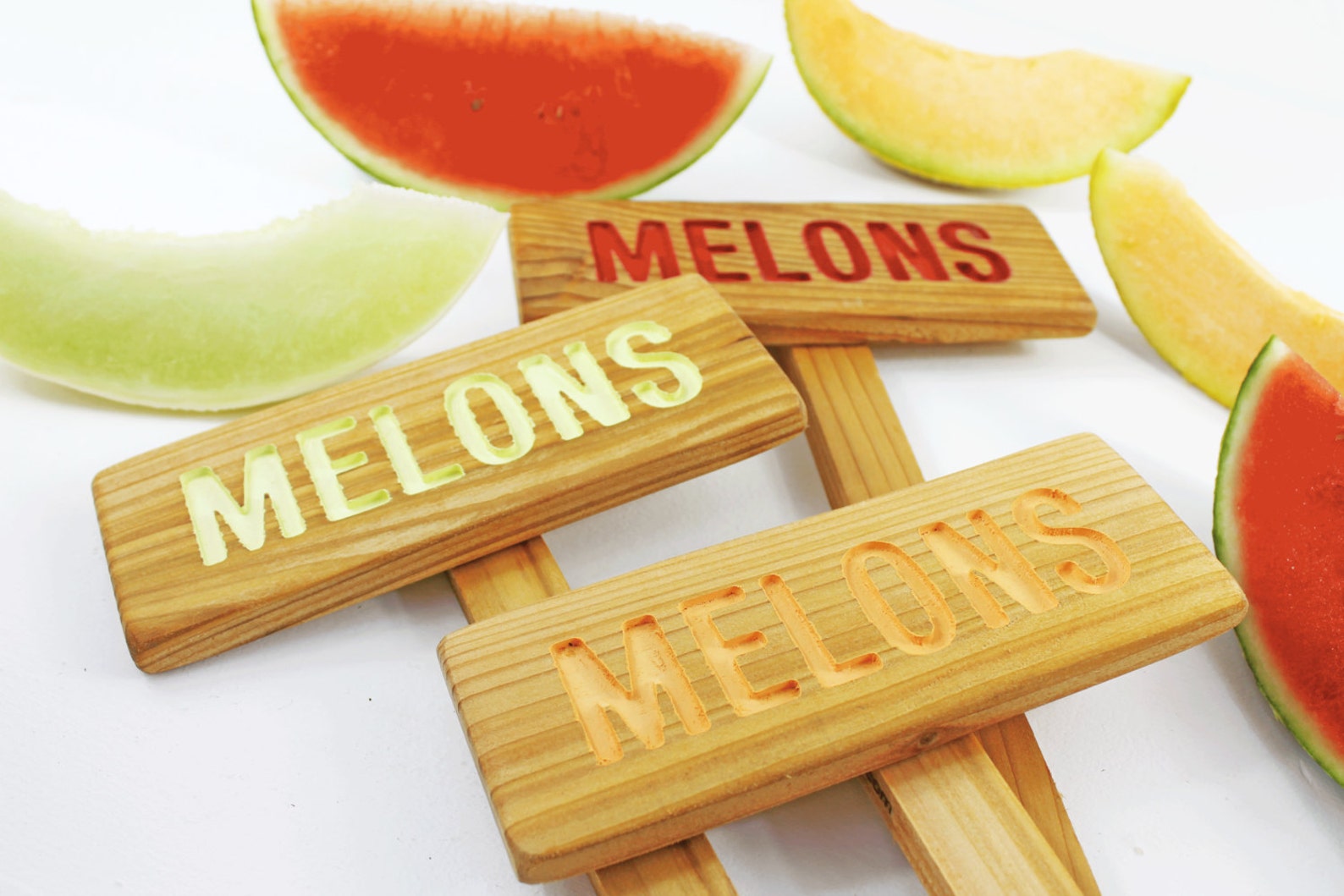 MELONS Garden Sign Painted & Oil Sealed Cedar Wood Plant - Etsy