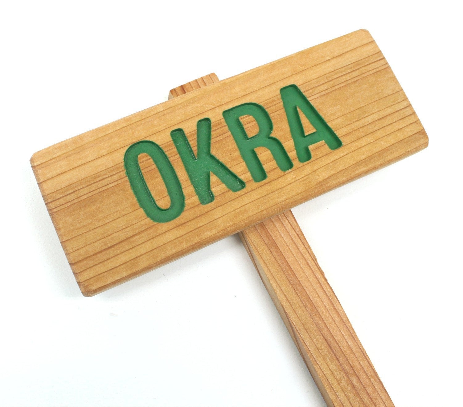 OKRA Garden Marker Wood OKRA Sign Routed Cedar Wood Garden | Etsy