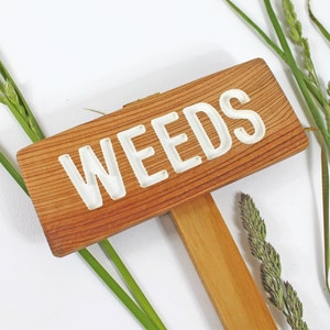 WEEDS Garden Sign, Painted & Oil Sealed Cedar Wood: Hand Routed, Yard ...