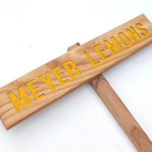 LEMONS Rustic Tree Sign, Hand Routed, Citrus Tree Marker, Yellow Garden ...