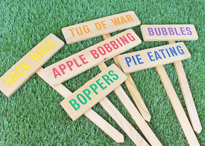 KIDS OUTDOOR Yard Game Signs Colorful Wood Signs Party - Etsy