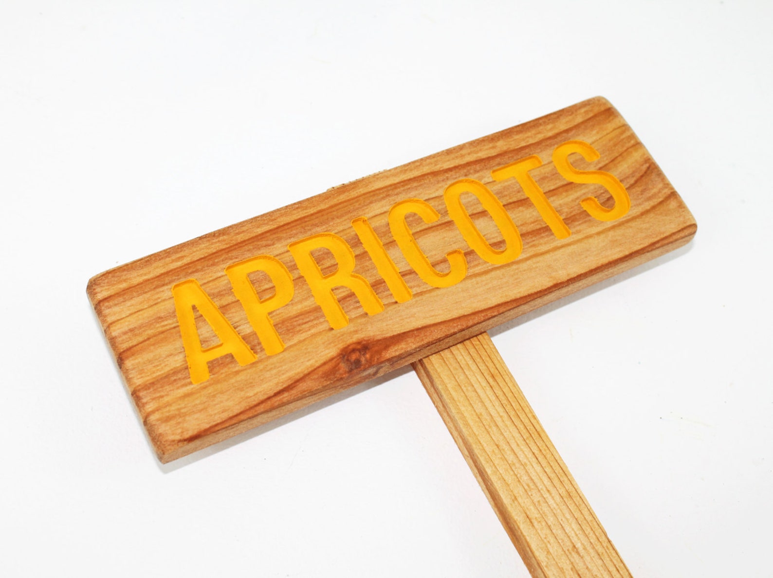 APRICOTS Rustic Garden Tree Sign: Hand Routed Plant Marker - Etsy