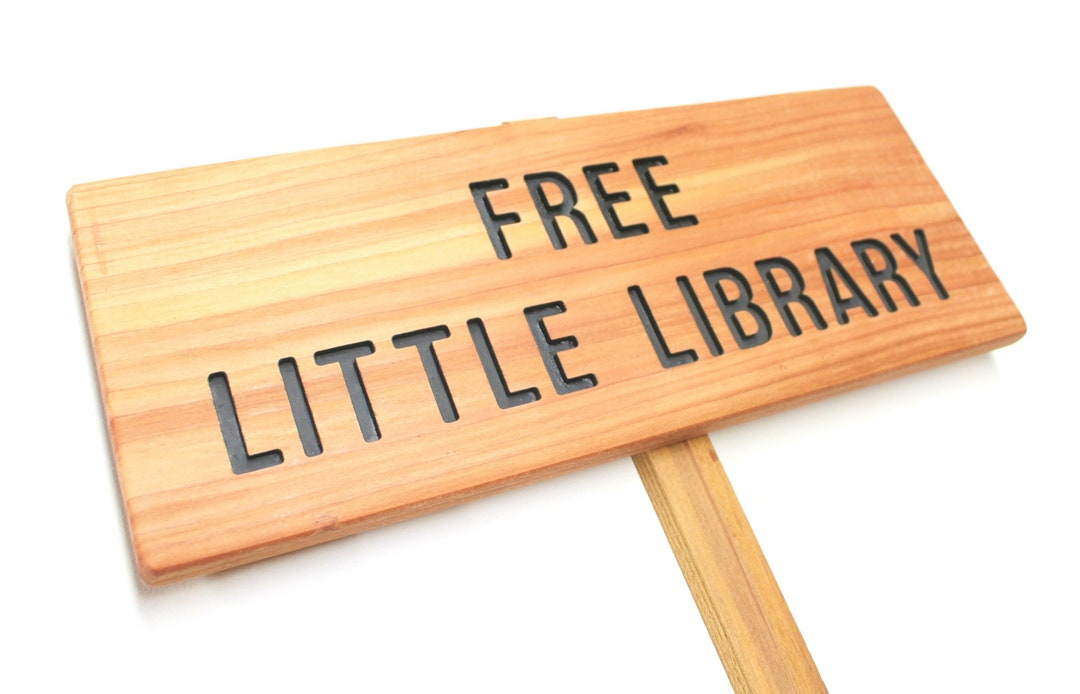 Free Library Sign, Little Library Marker, Yard Art, Outdoor Sign, Lawn ...