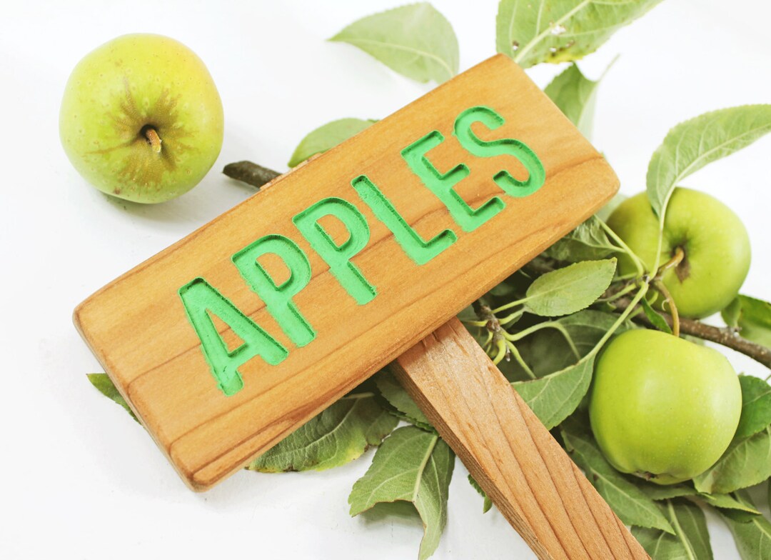 APPLES Sign, Outdoor Sign, Yard Art, Fruit Tree Marker, Orchard Sign ...