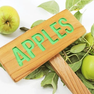 APPLES Sign, Outdoor Sign, Yard Art, Fruit Tree Marker, Orchard Sign ...
