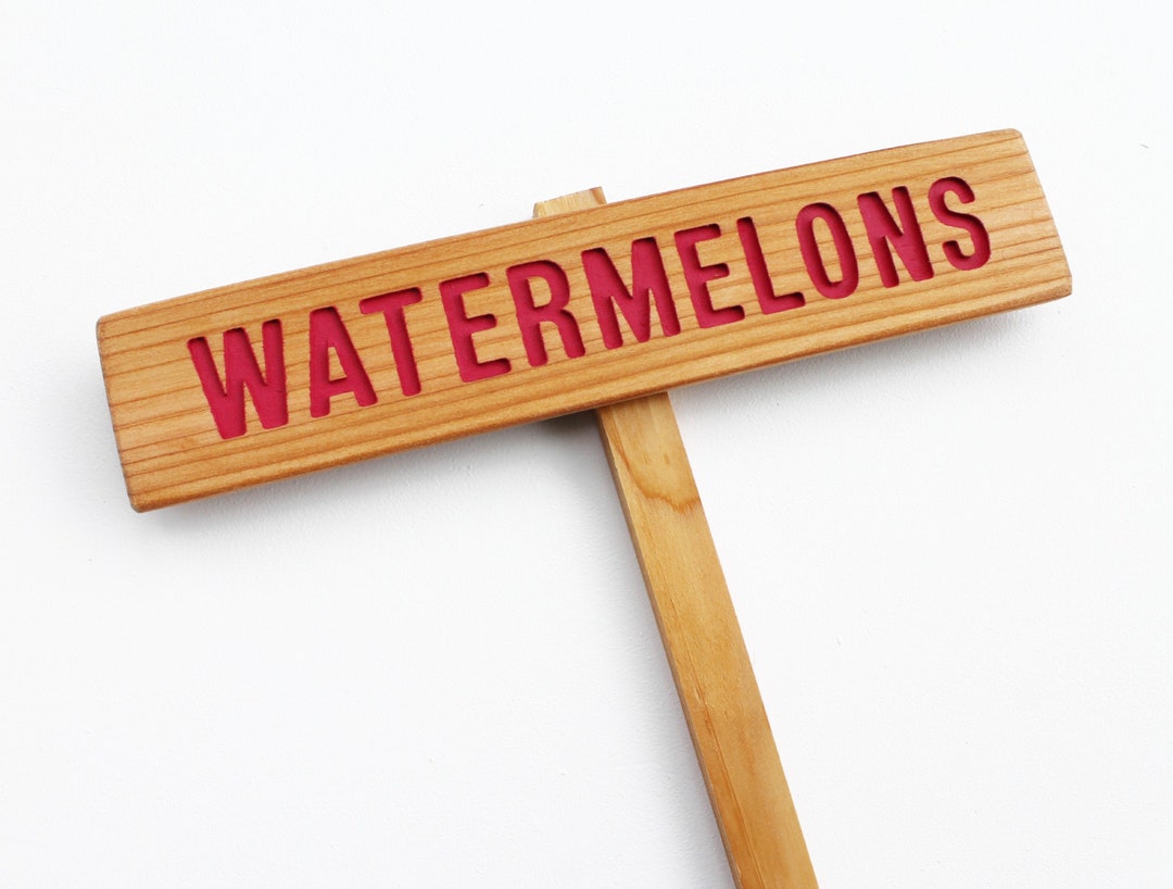 WATERMELONS Garden Sign, Cedar Wood: Hand Routed Sign, Plant Marker ...