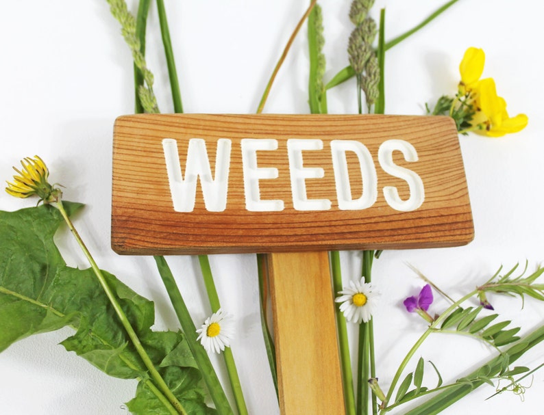 WEEDS Garden Sign Painted & Oil Sealed Cedar Wood: Hand - Etsy
