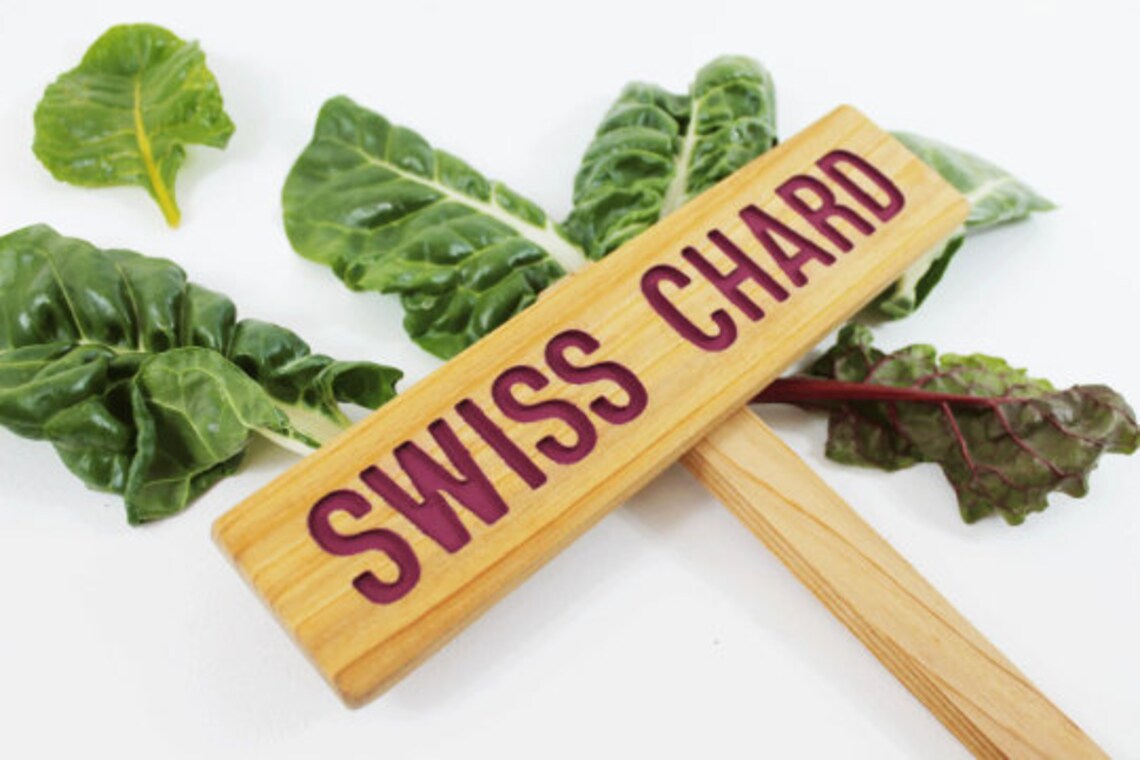 CHARD Garden Sign, Painted & Oil Sealed Cedar Wood: Hand Routed, Garden ...