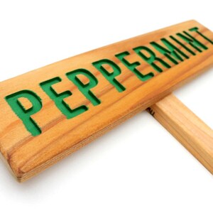 PEPPERMINT Garden Sign, Painted & Oil Sealed Cedar Wood: Hand Routed ...