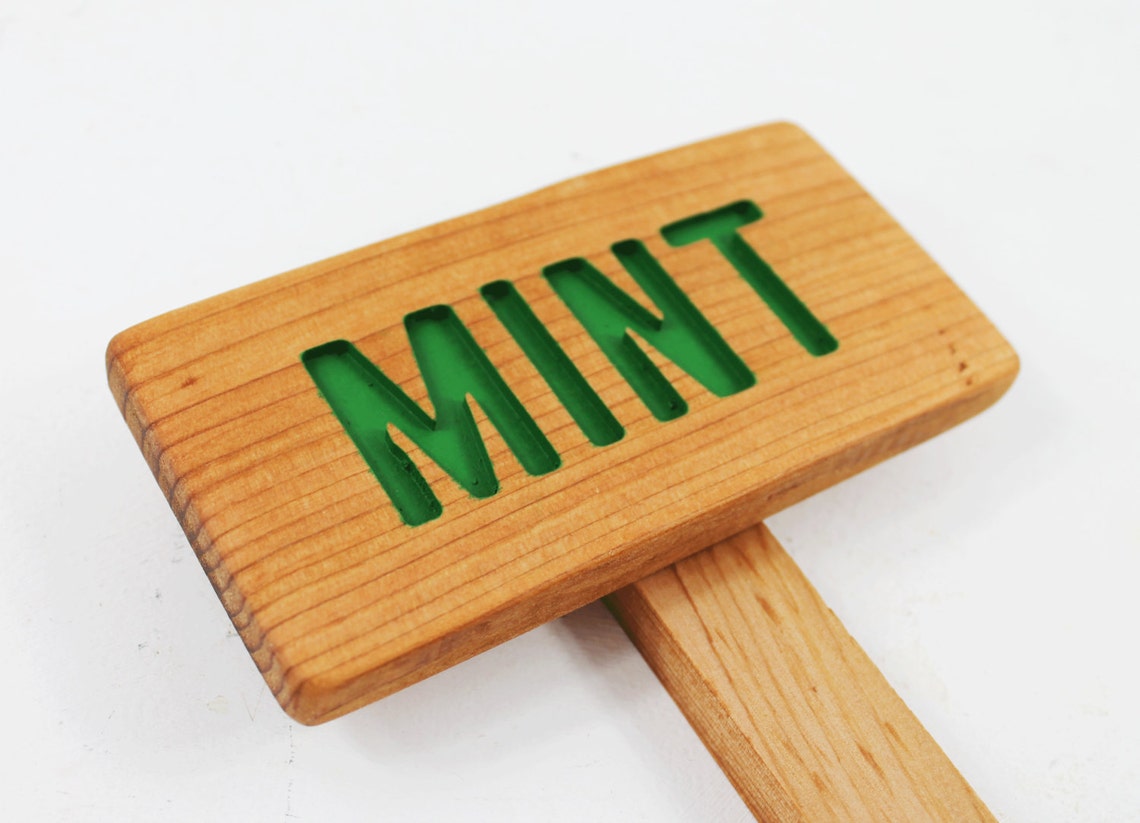 MINT Garden Sign Painted & Oil Sealed Cedar Wood: Hand Routed | Etsy