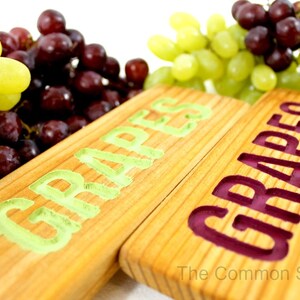 GRAPES Garden Sign, Painted & Oil Sealed Cedar Wood, Fruit Marker ...