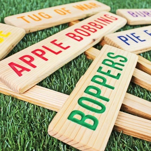 KIDS OUTDOOR Yard Game Signs, Colorful Wood Signs, Party Signs ...