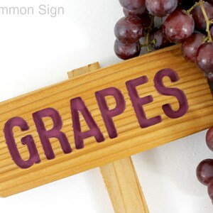 GRAPES Garden Sign, Painted & Oil Sealed Cedar Wood, Fruit Marker ...