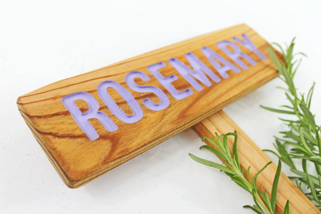 ROSEMARY Garden Sign, Painted & Sealed Cedar Wood: Hand Routed, Herb ...