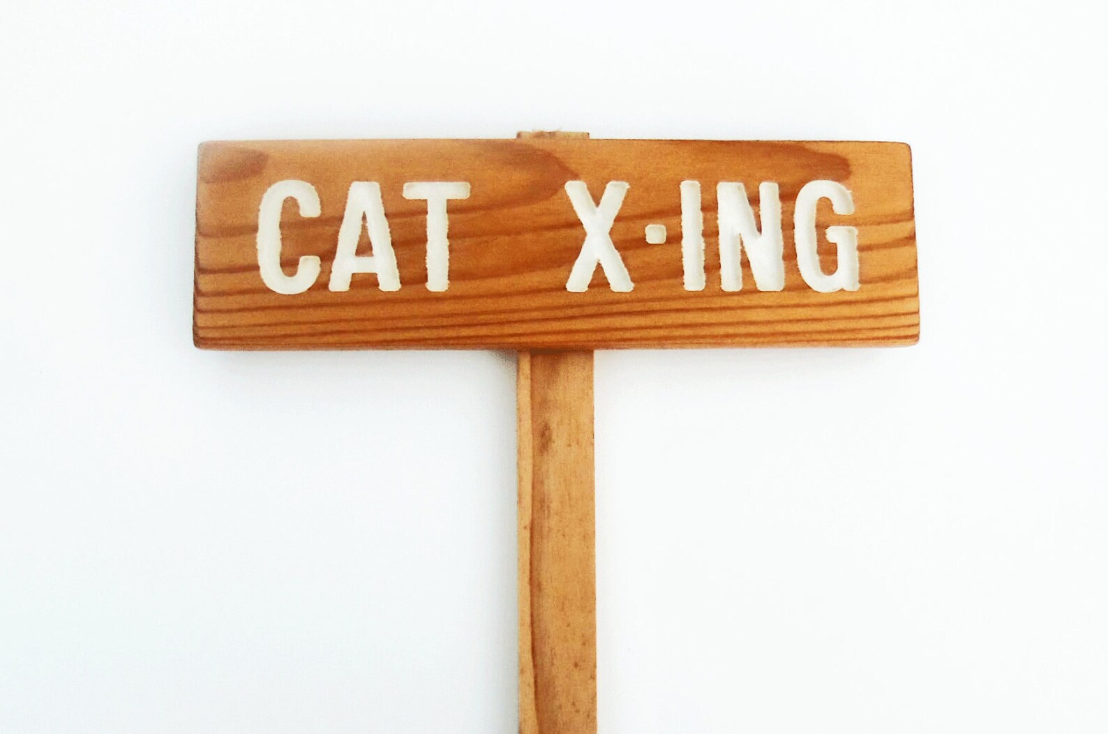 CAT X-ING Caution Sign, Hand Routed Cedar Wood Yard Sign, Cat Lovers ...