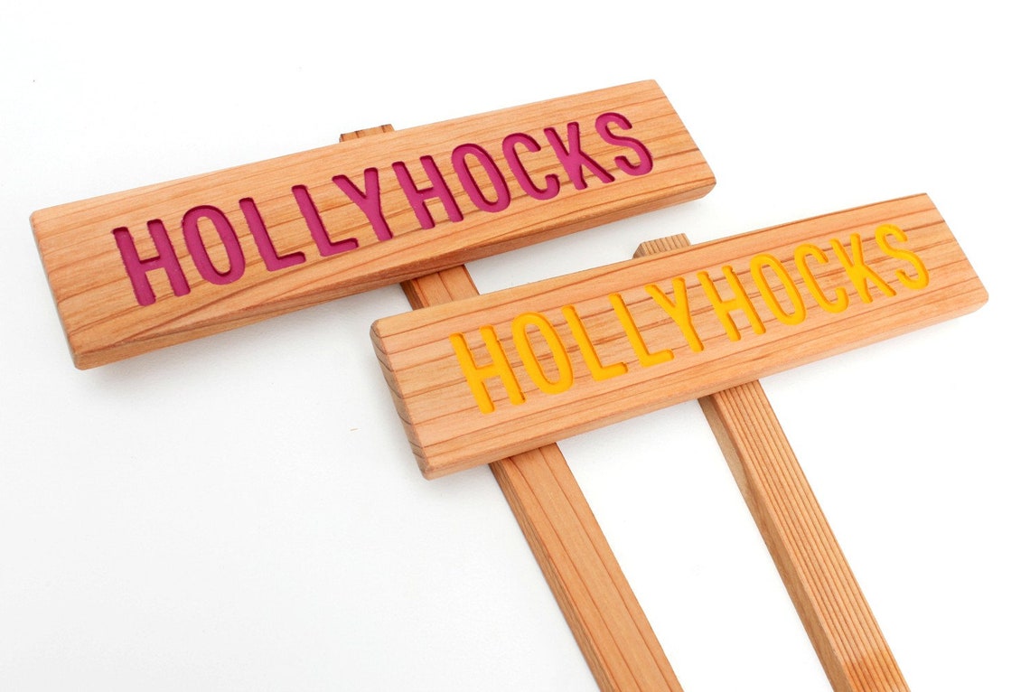 HOLLYHOCKS Sign Outdoor Marker Yard Art Garden Sign Plant - Etsy