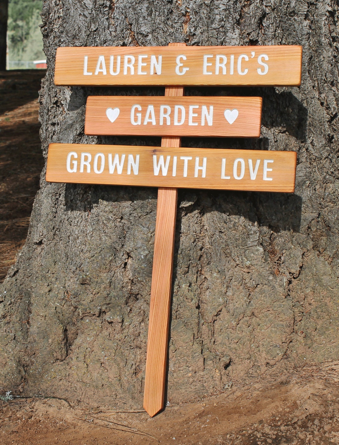 Grown With Love Sign, Heart Cutout Marker, Garden Sign, Your Name Here ...