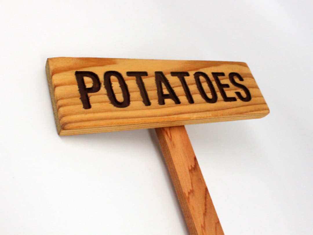 POTATOES Garden Marker, POTATOES Garden Sign Painted & Oil Sealed Cedar ...