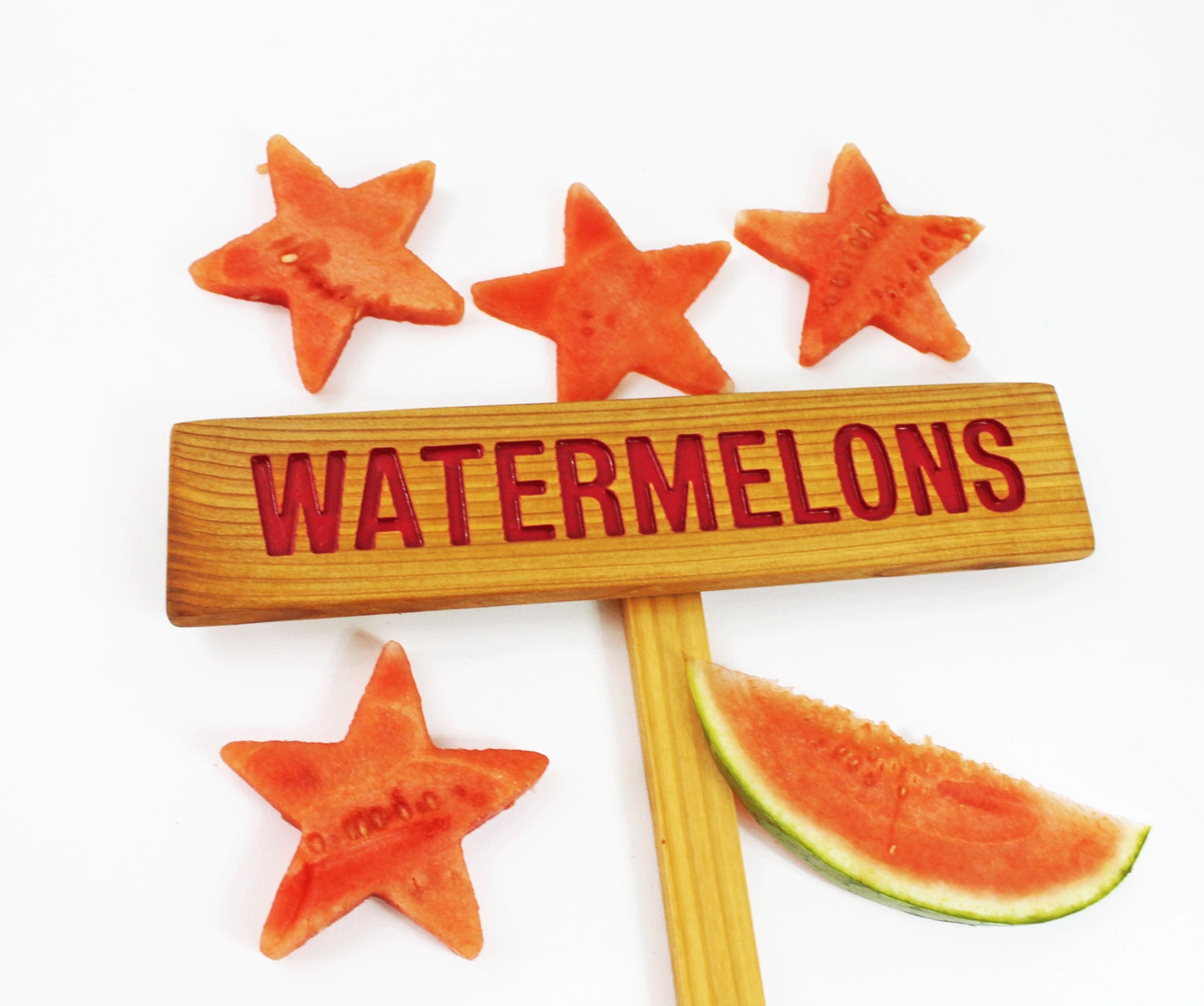 WATERMELONS Garden Sign, Cedar Wood: Hand Routed Sign, Plant Marker ...