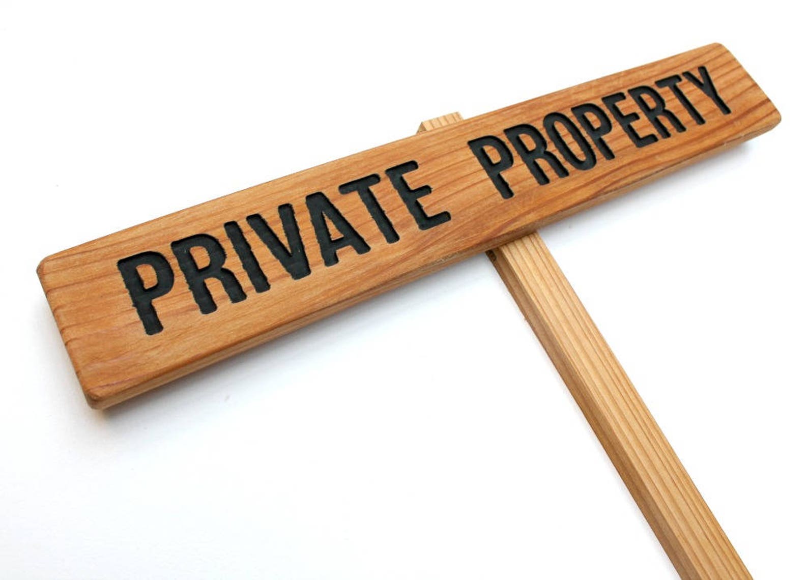 PRIVATE PROPERTY Sign, Cedar Wood Stake Marker, Routed Black Private ...